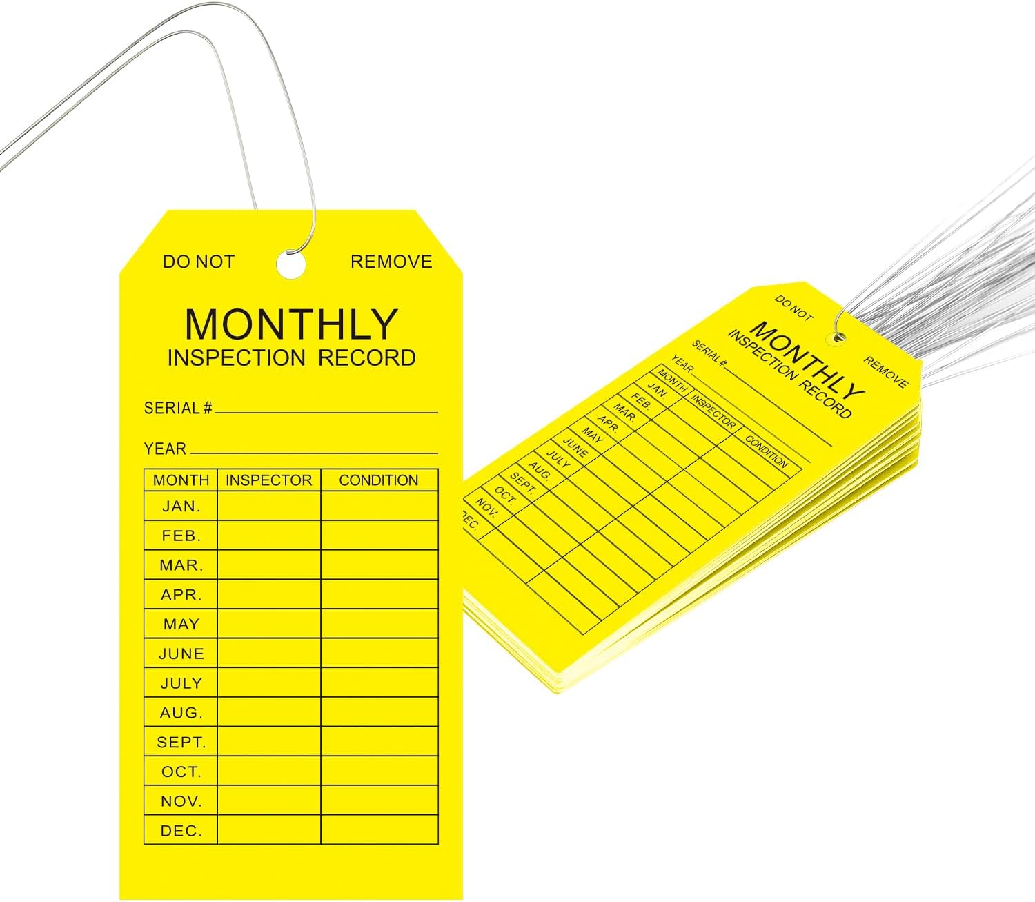 Monthly Inspection Tags (100-Pack), PVC-Plastic Tear & Water Resistant ...